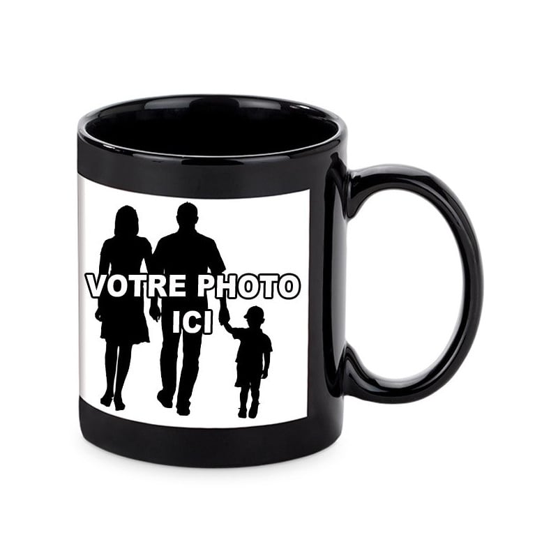 Mug entièrement noir personnalisé photo