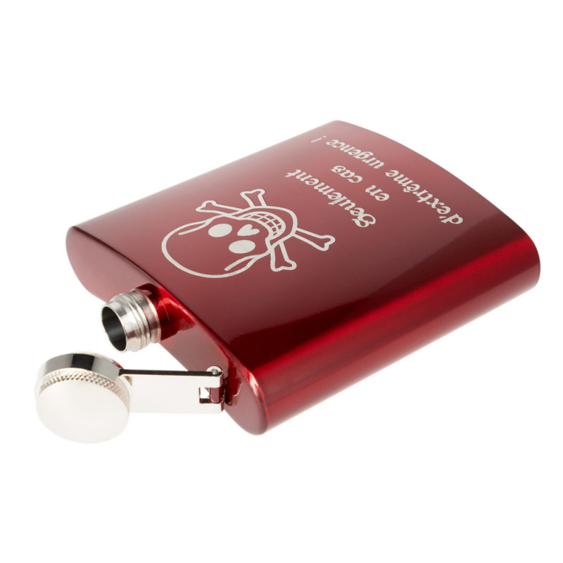 Flasque rouge 180 ml gravée